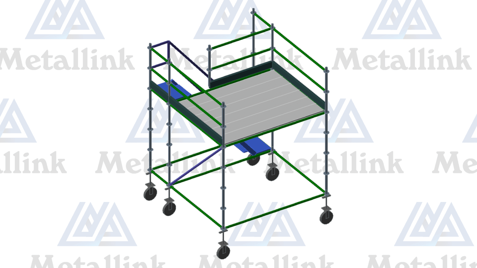 Mobile Platform with Staircase: 2.5m x 2.5m Ringlock Scaffold on Wheels ...